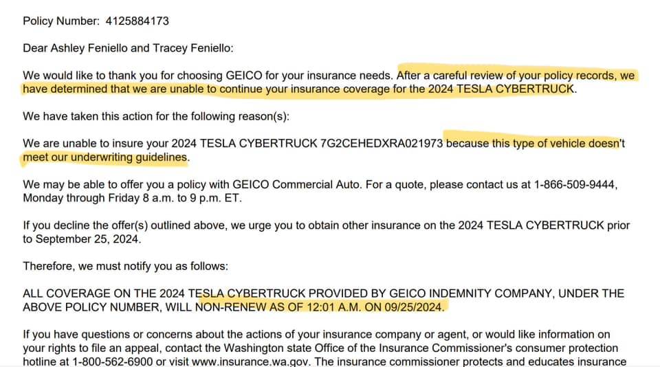 GEICO cancelling all Cybertruck insurance policies???? What???? | Page ...
