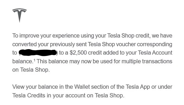 $2,500 shop credit no longer needs to be used in one purchase | Tesla ...