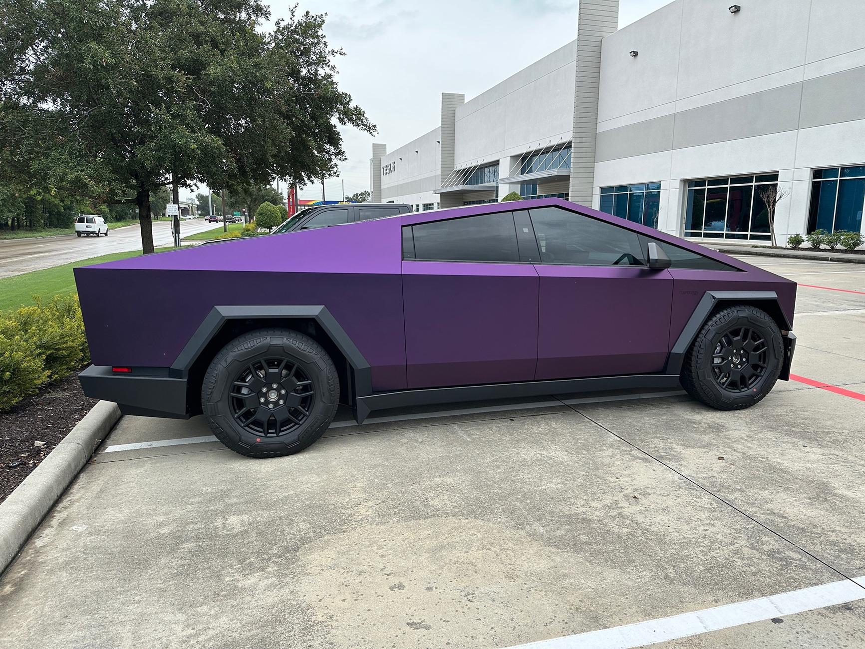 MC Wraps SUPERMATT Metal Red Tea Purple wrap & tint. | Tesla Cybertruck ...