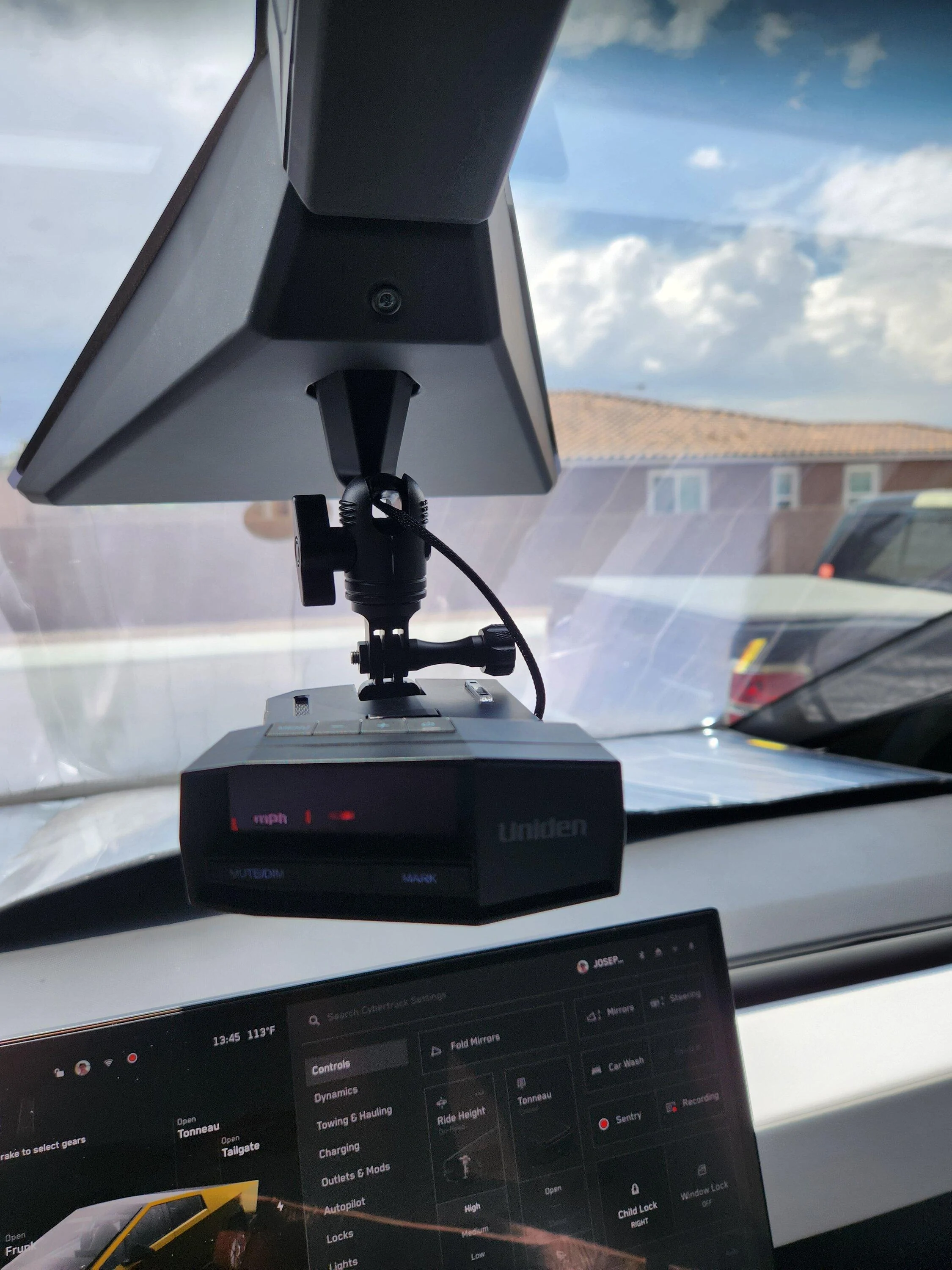 Replaced rearview mirror with Radar Detector | Tesla Cybertruck Forum ...