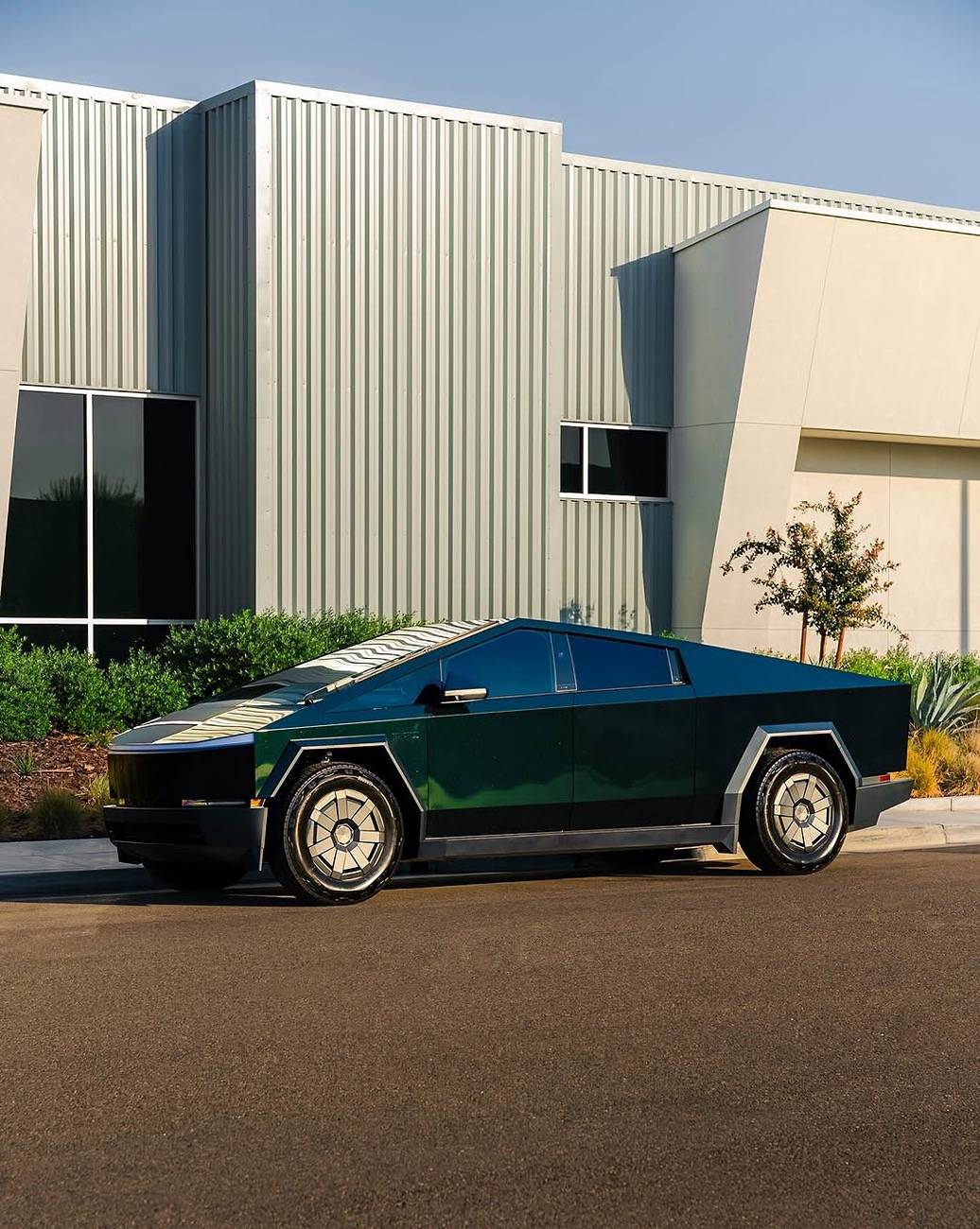 Pure PPF Obsidian Green Cybertruck wrapped by Cen Cal Tinting | Tesla ...