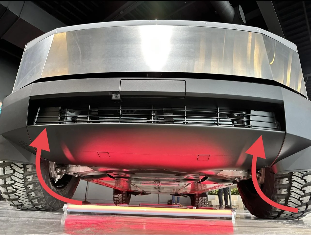 Cybertruck spotted with frunk open, revealing waterfall design! | Page ...