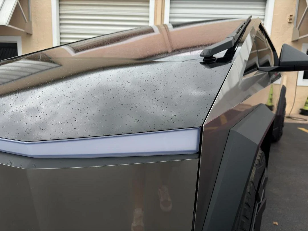 Cybertruck w/ Full PPF (Clear Film), Ceramic Pro, Gloss Black Hood Wrap ...