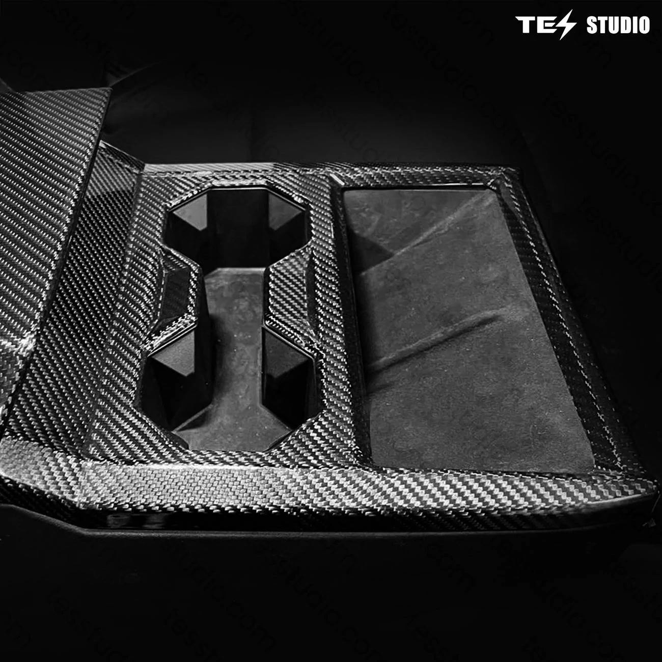 Tesstudio | World First carbon fiber Armrest Box Cover + Center Console ...