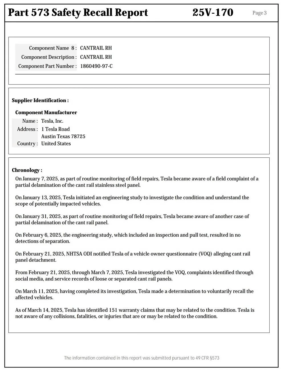 Recall: exterior trim / body panel detaching issue (46,096 Cybertrucks ...
