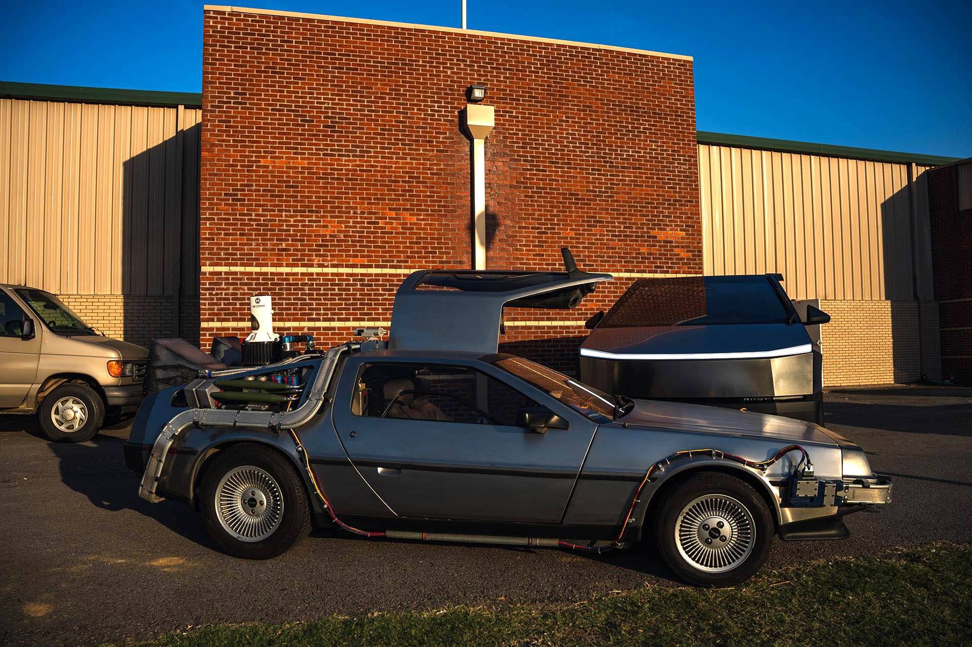 Past Meets Future: Cybertruck + Back to The Future DeLorean | Tesla ...