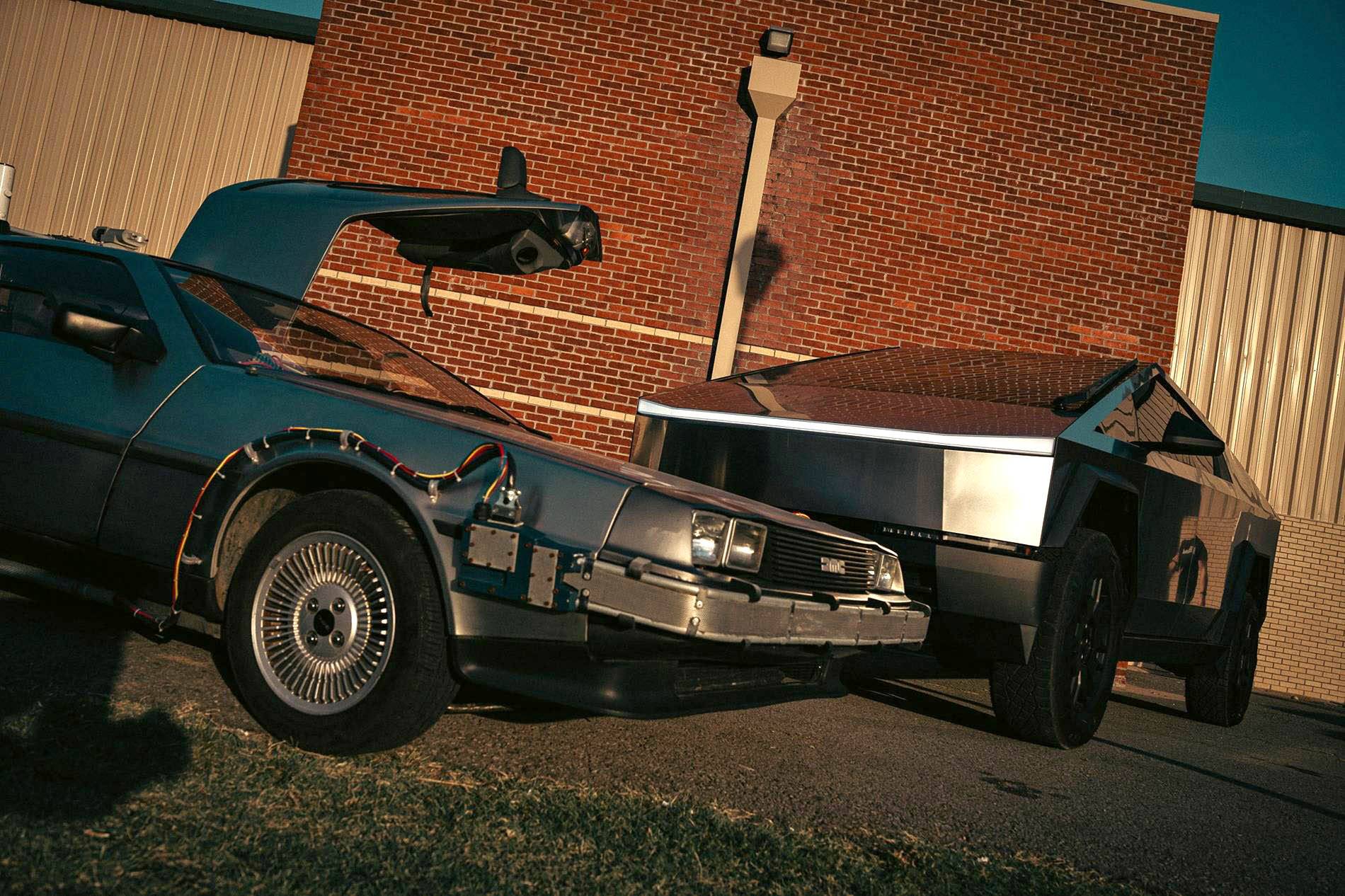 Past Meets Future: Cybertruck + Back to The Future DeLorean | Tesla ...