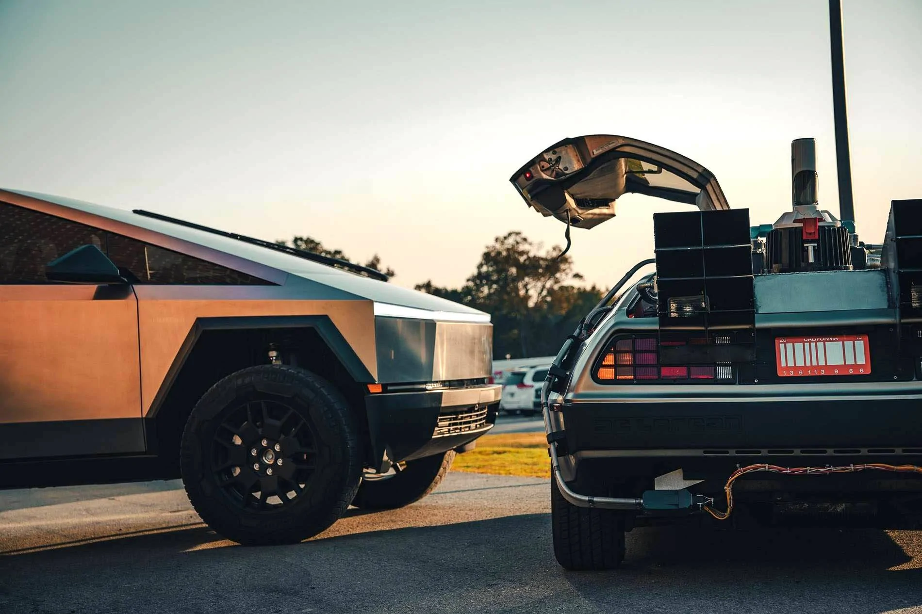 Past Meets Future: Cybertruck + Back to The Future DeLorean | Tesla ...