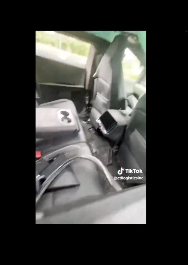 Rollover Crash Tested Cybertruck w/ airbags deployed & smashed interior ...