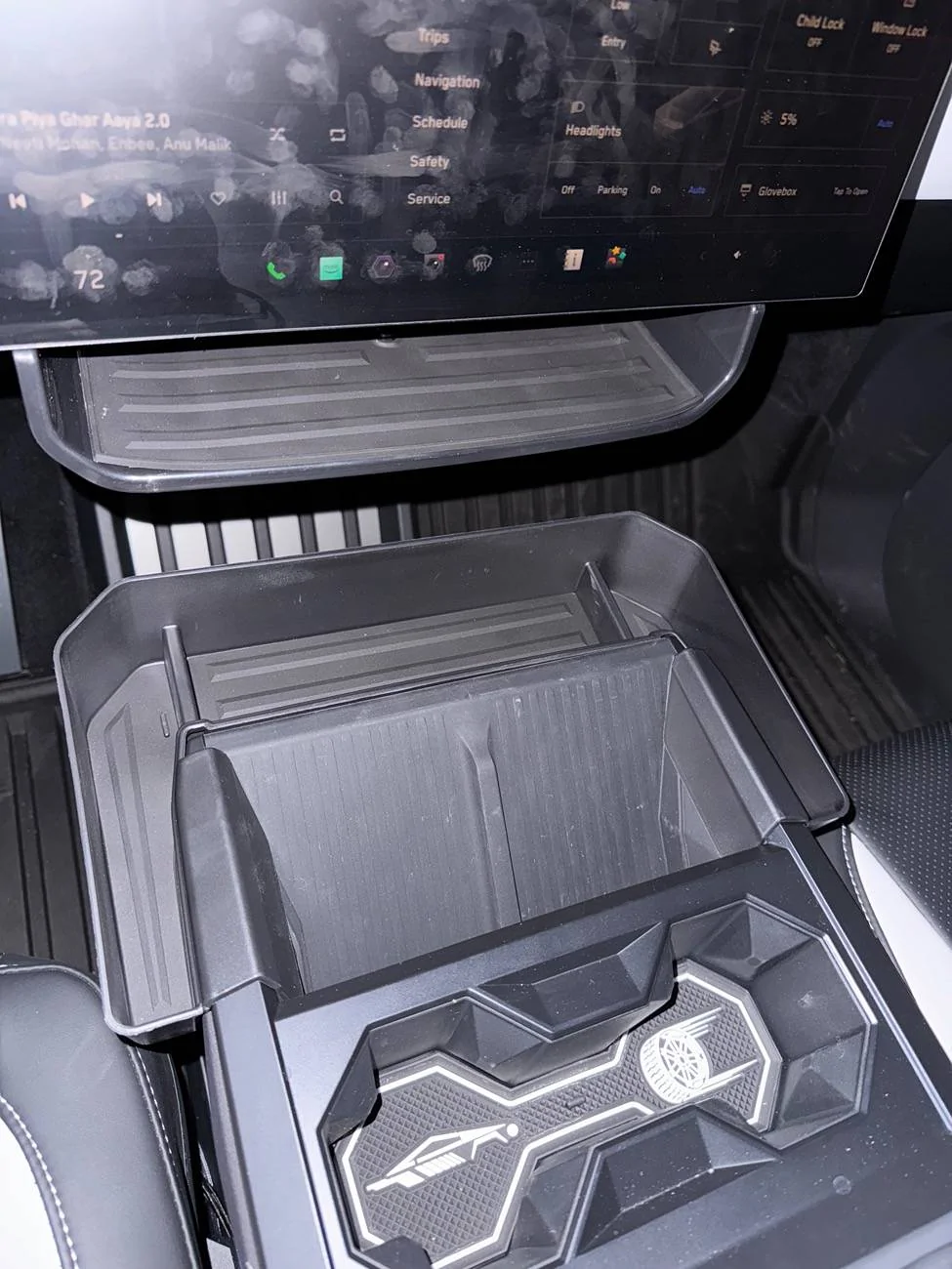 Cybertruck new accessories- console organizer, frunk cushion, glove box ...