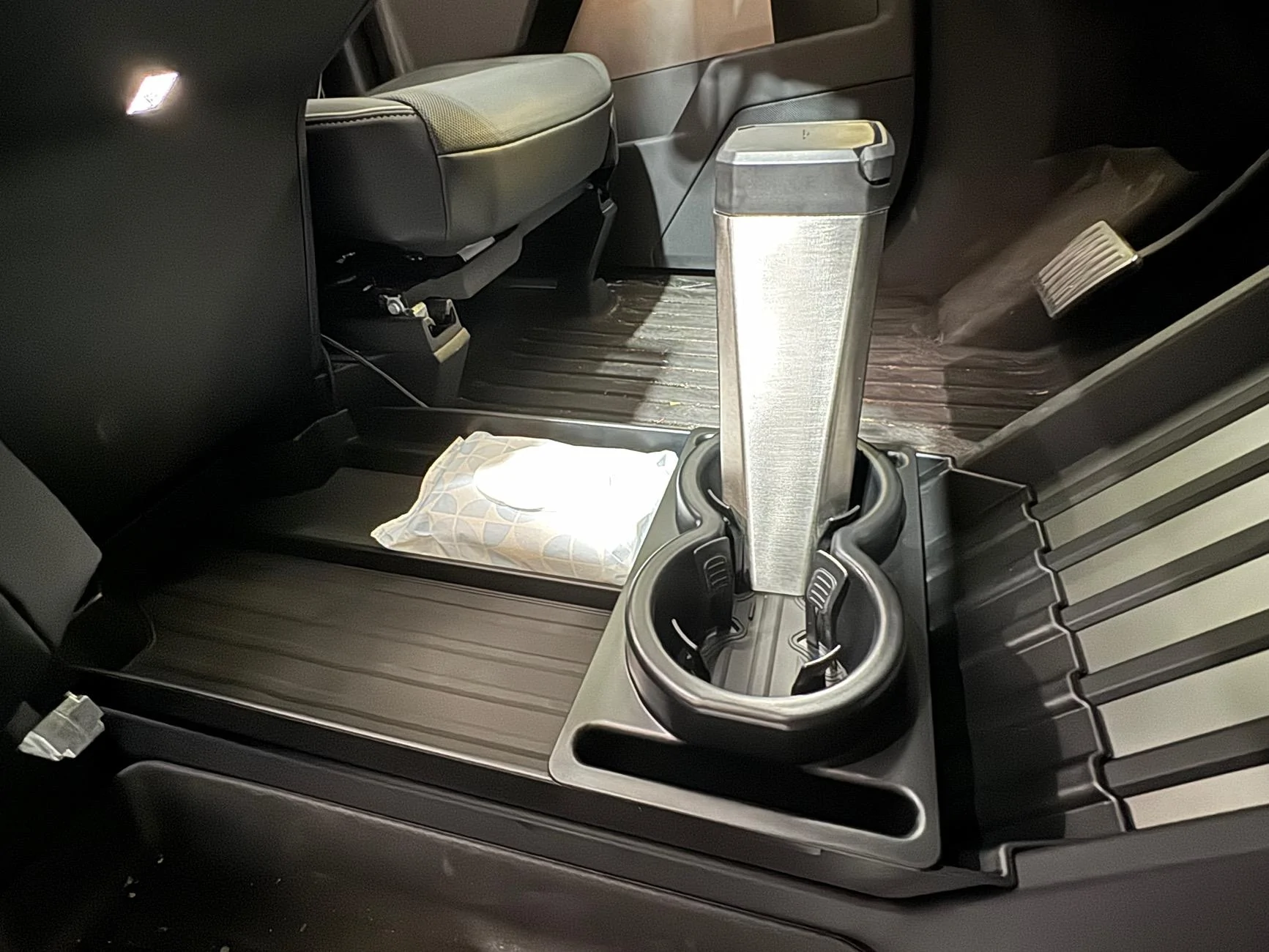 Installed a Lower Center Console Floor Organizer | Tesla Cybertruck ...