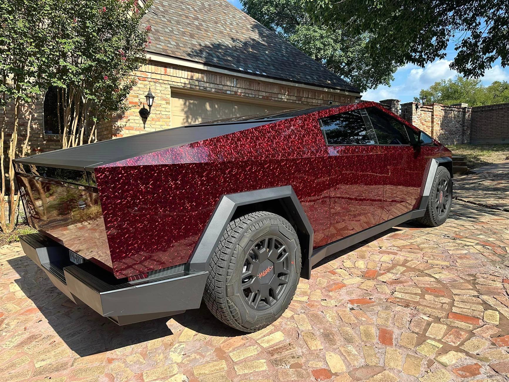 STEK DynoForged Red Wine PPF wrap on Cybertruck | Tesla Cybertruck ...