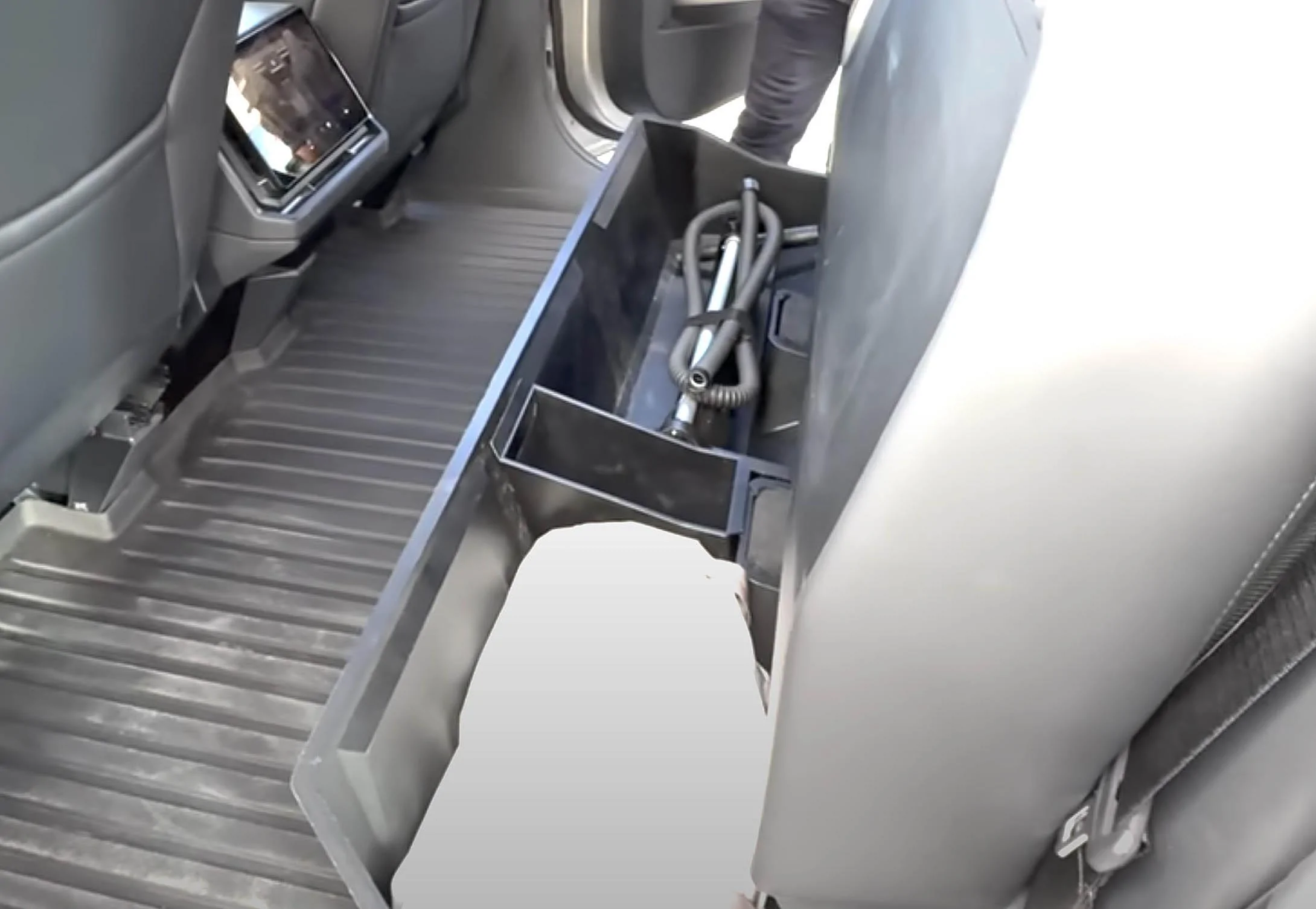 Storage boxes accessory below 2nd row seat when folded up | Tesla ...