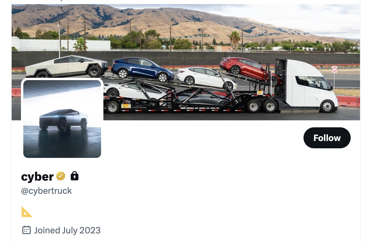 Official Cybertruck X (Twitter) Account has been created (in July 2023 ...