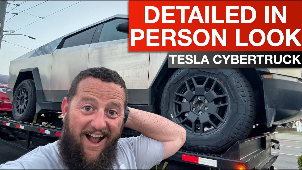 Trailered Cybertruck Up Close And Personal [bearded Tesla Guy Video