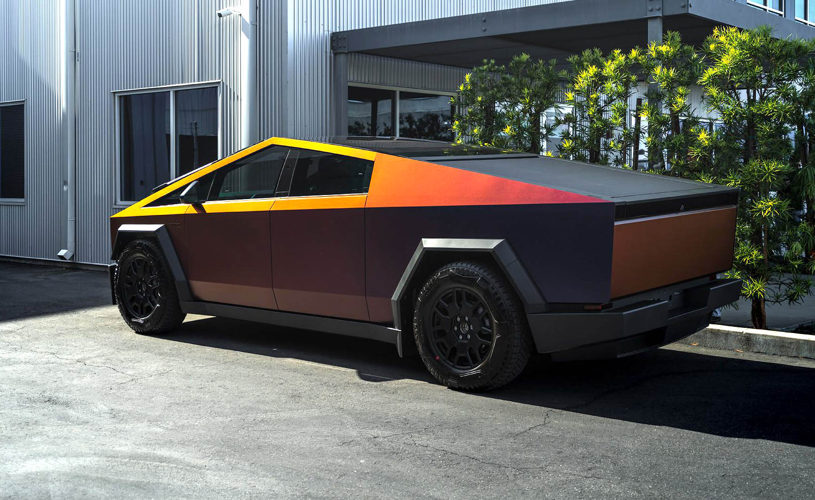 Satin Roaring Thunder Vinyl Wrapped Cybertruck (Chameleon / Color Shift ...
