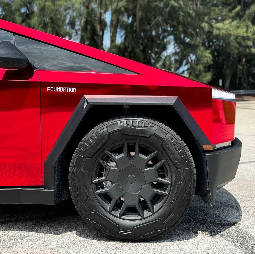 Red Chrome Vinyl Wrap Cybertruck is wild in motion | Tesla Cybertruck ...