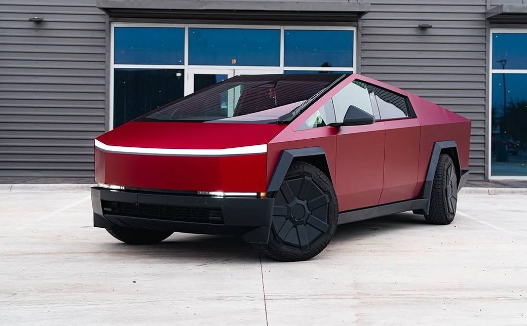 Pure PPF Frozen Ruby Cybertruck wrapped by Black Diamond McAllen ...