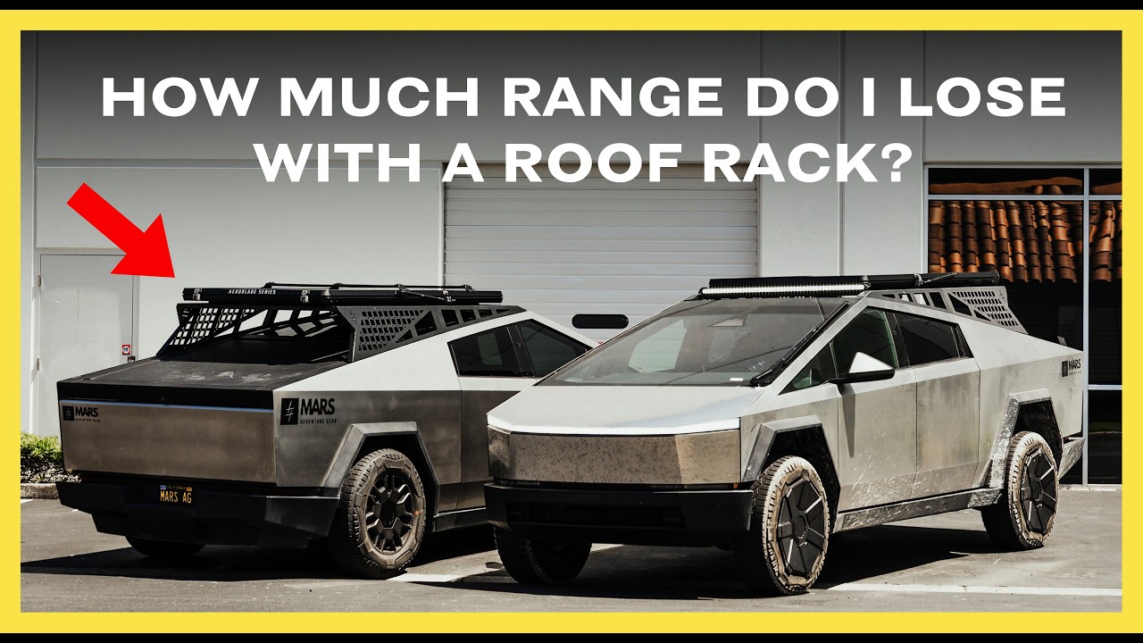 70mph Range Test with a Cybertruck Roof Rack & Rooftop Tent | Tesla ...