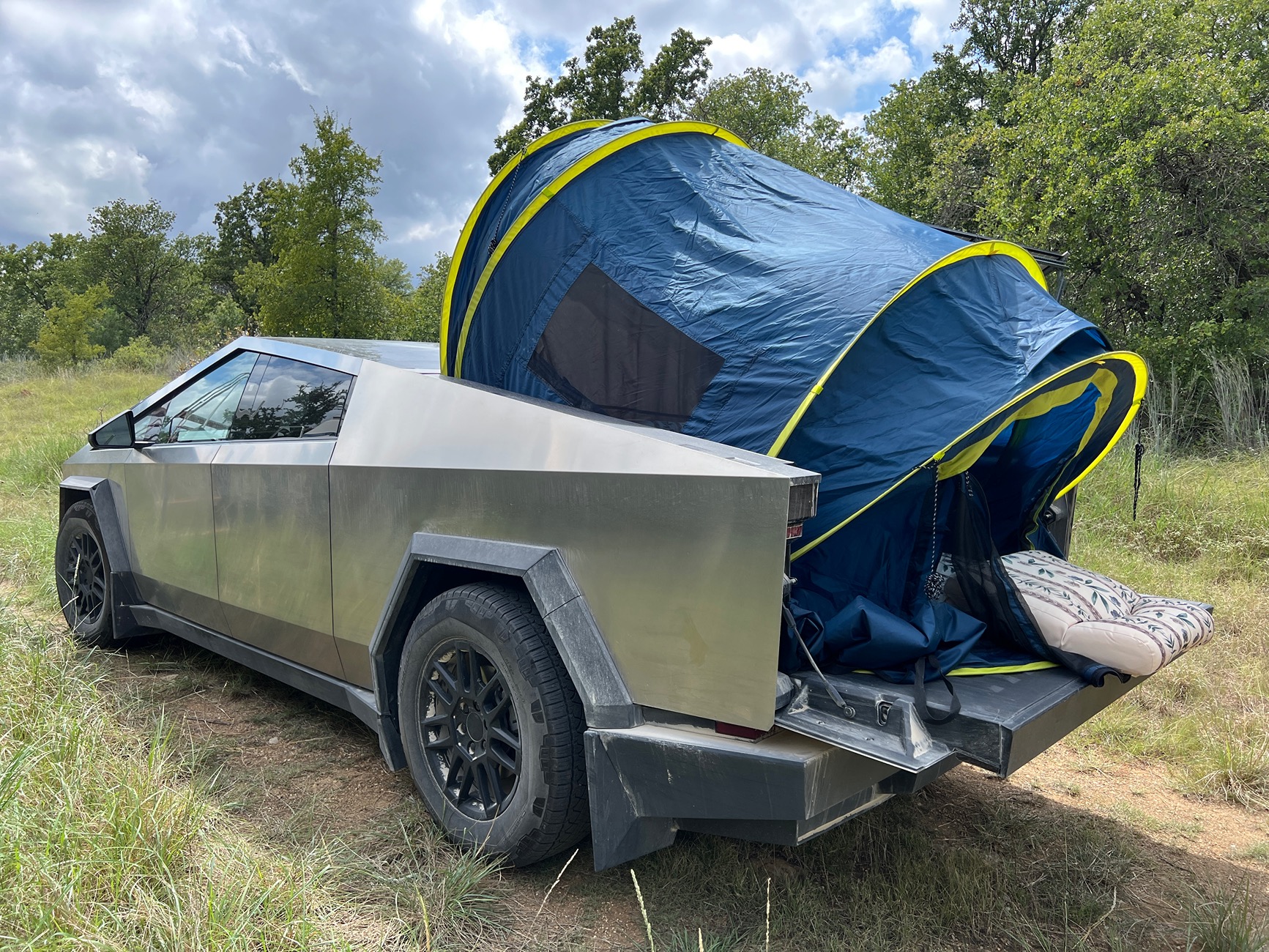Simple, quick pop up tent in bed | Tesla Cybertruck Forum - Cybertruck ...
