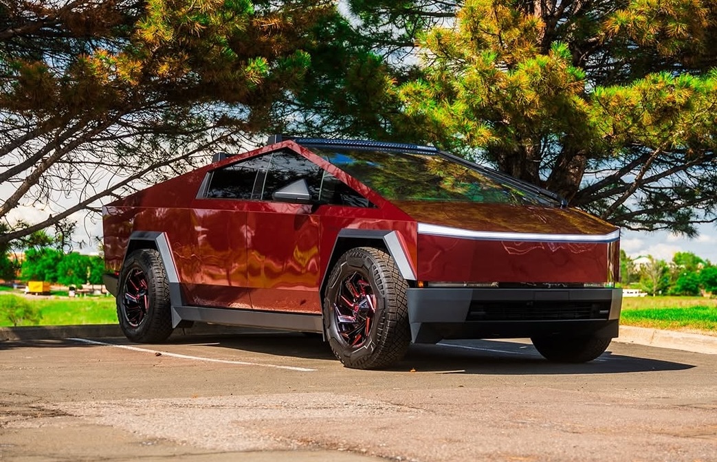 Pure PPF Metallic Redhood Cybertruck by Mile High Customs | Tesla ...