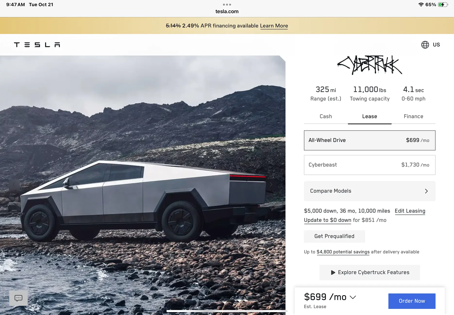 Cybertruck lease lowered to $699 / month until November | Tesla ...